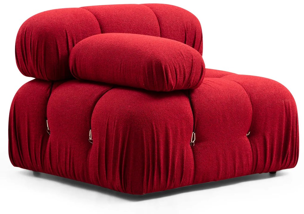 Atelier del Sofa Rohová sedací souprava Bubble Corner ( L1-O1-1R -Puf) - Red, Červená