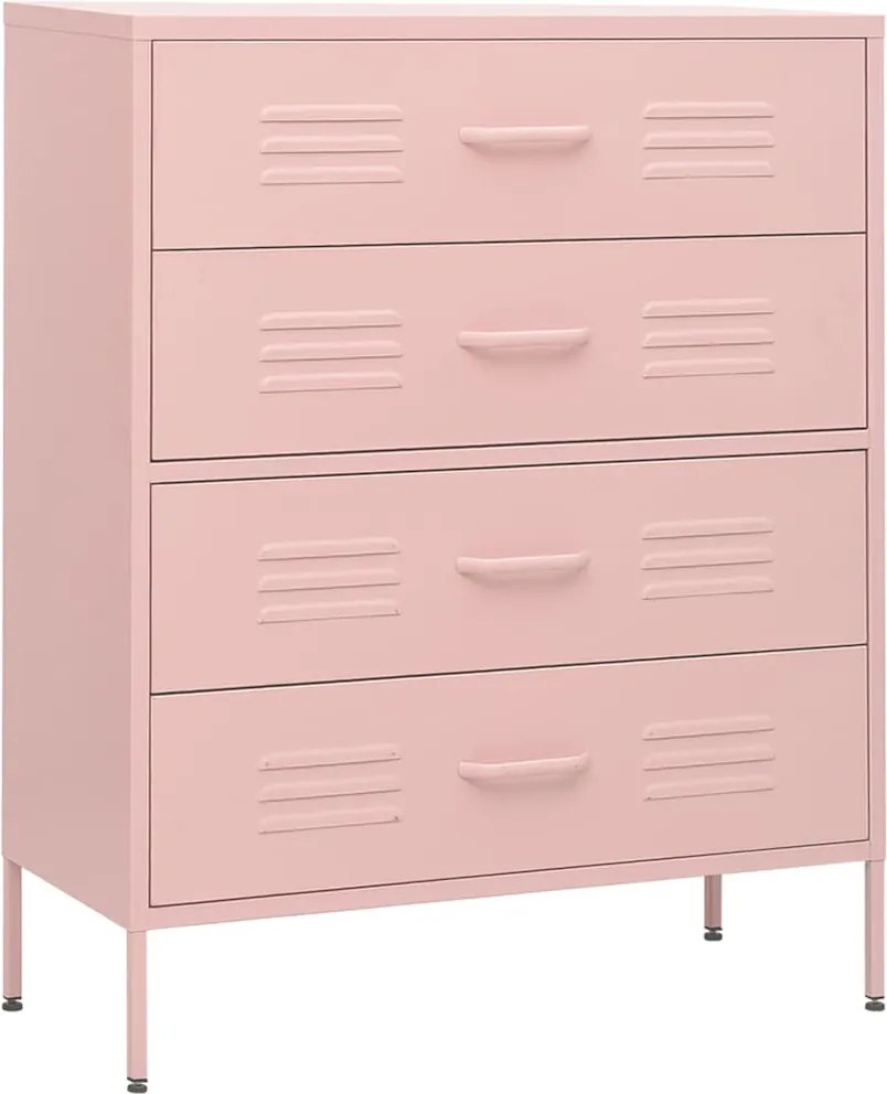 Komoda se zásuvkami růžová 80 x 35 x 101,5 cm ocel 336202