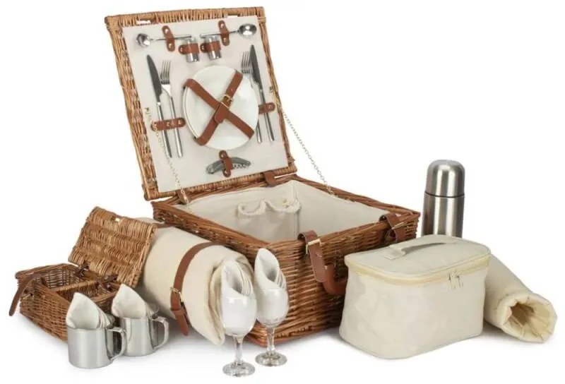Willow Direct Piknikový koš DELUXE proutěný pro 2 osoby s dekou