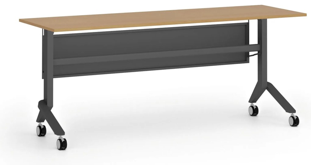 Mobilní stůl PRIMO MOVE, 180x60 cm, černá podnož, buk