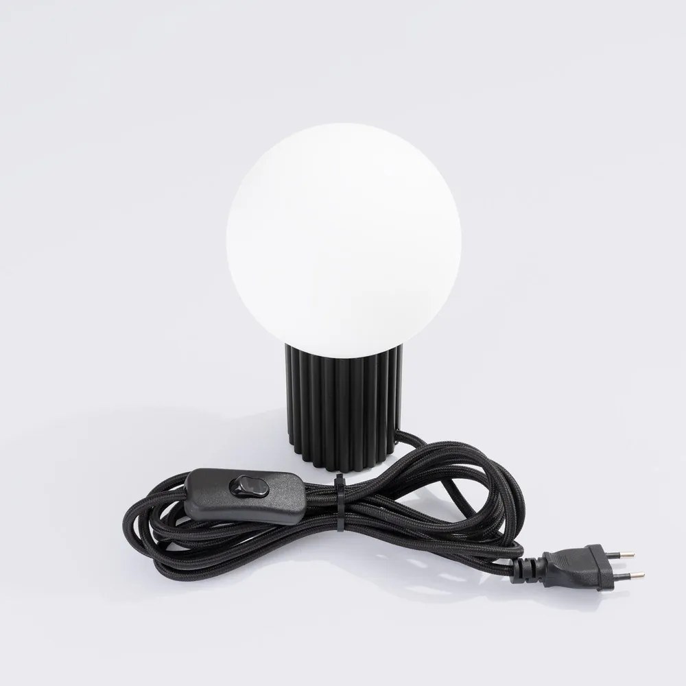 Černá stolní lampa se skleněným stínidlem (výška 19 cm) Orbital – Sollux
