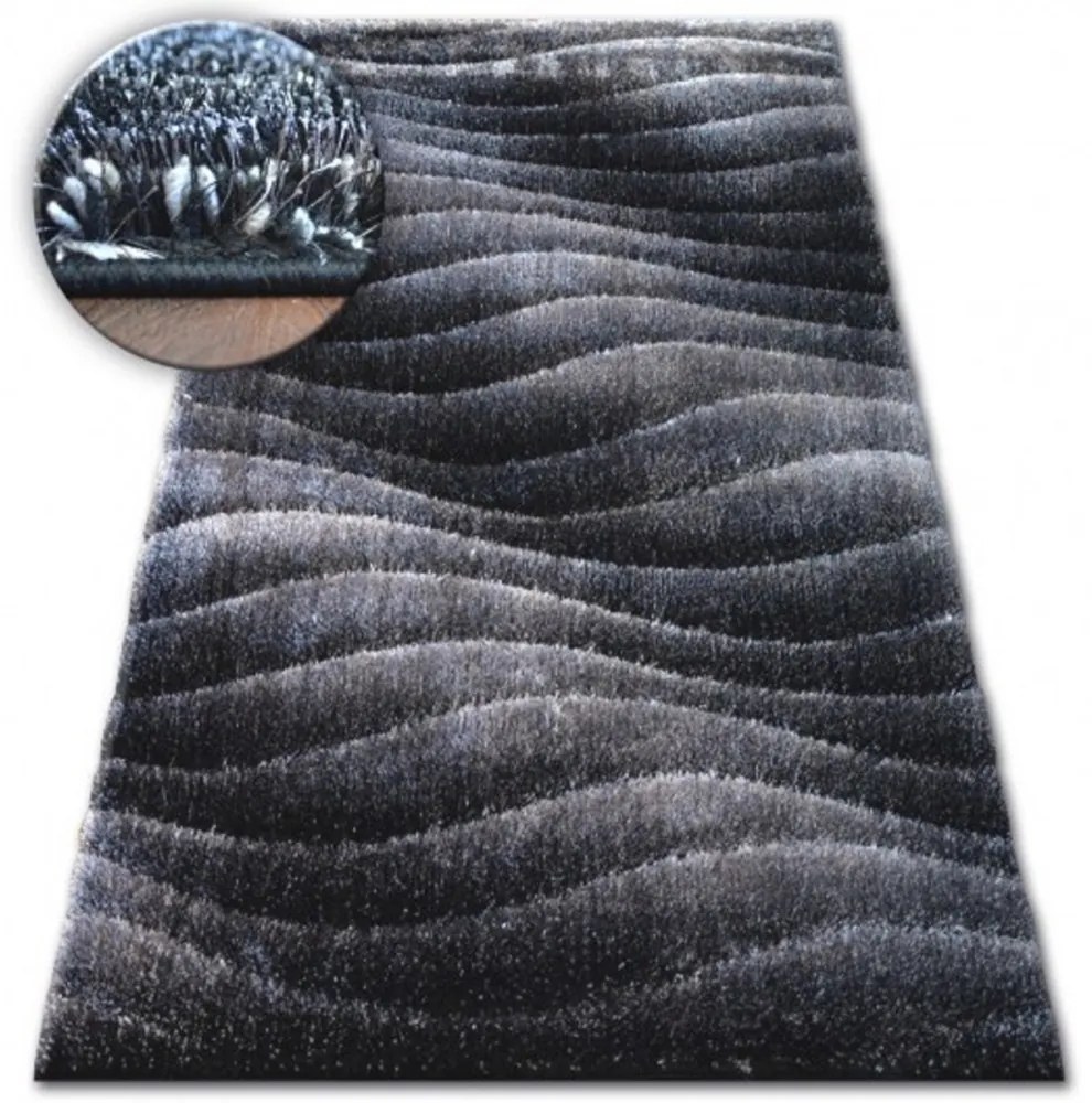 Luxusní kusový koberec Shaggy Cory antracitový, Velikosti 120x170cm
