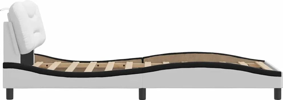 Rám postele bez matrace Hvar bílý a černý 90 x 200 cm umělá kůže 3207980