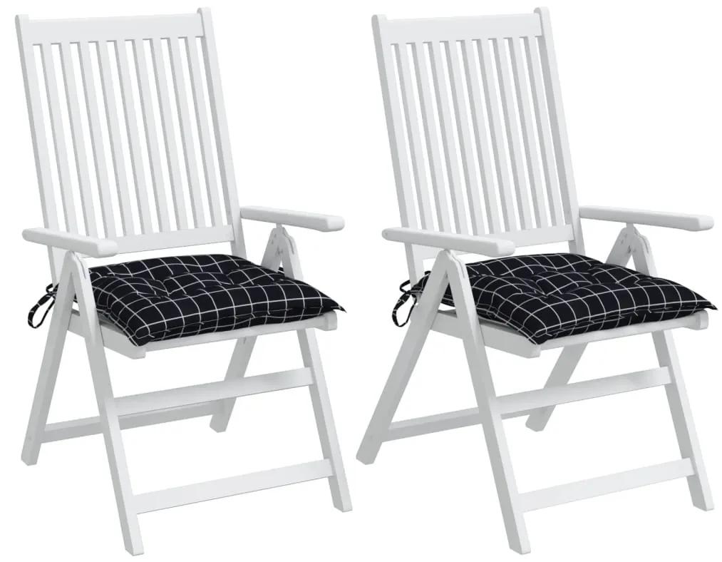 Podušky na židli 2 ks černé kárované 40 x 40 x 7 cm textil - Default Title