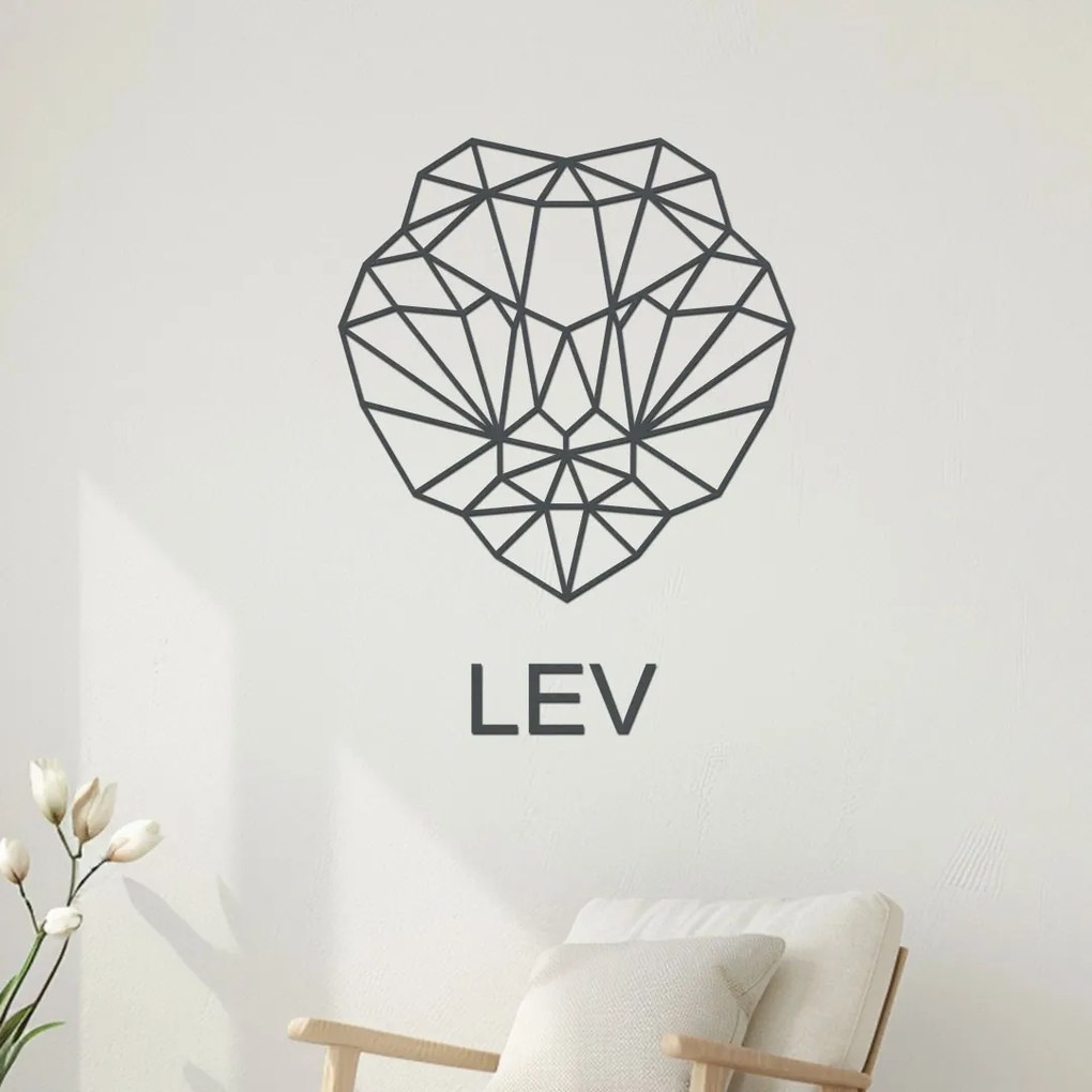 dřevo života Dřevěná samolepka na zeď znamení LEV Zvolte rozměr (cm): 40x55, Zvolte barvu dekoru: Černá