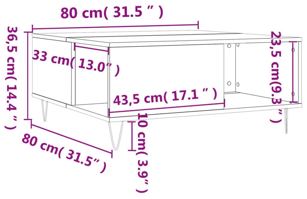Konferenční stolek bílý 80 x 80 x 36,5 cm kompozitní dřevo - Default Title