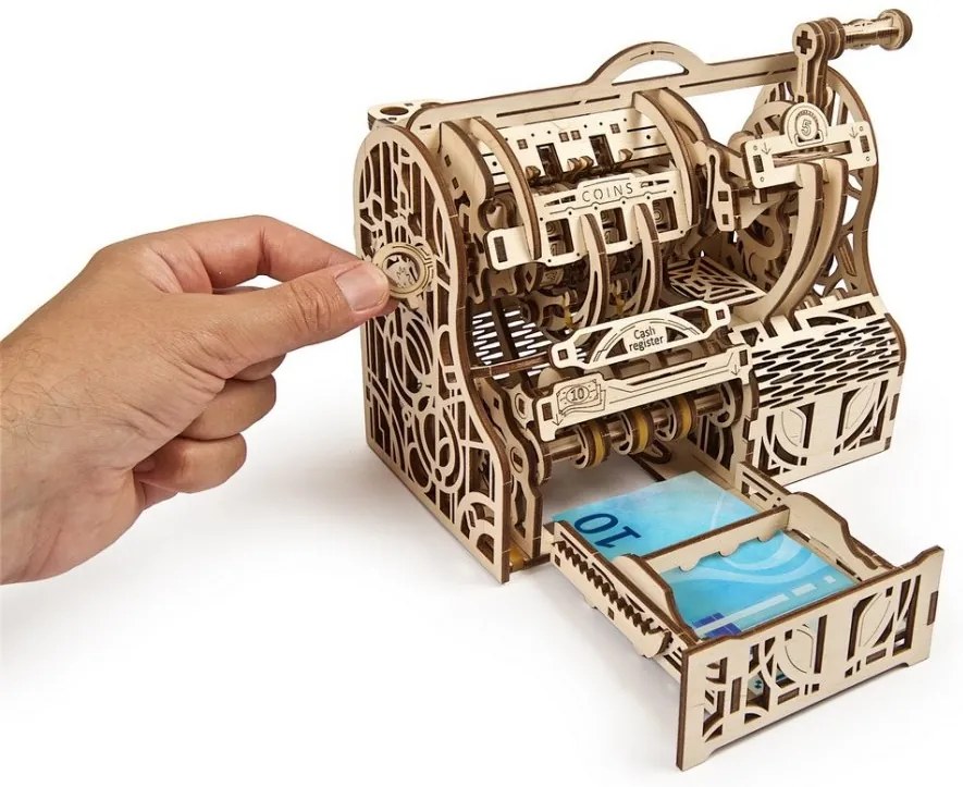Ugears 3D dřevěné mechanické puzzle Pokladna