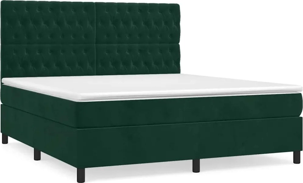 Box spring postel s matrací tmavě zelená 180x200 cm samet 3143220