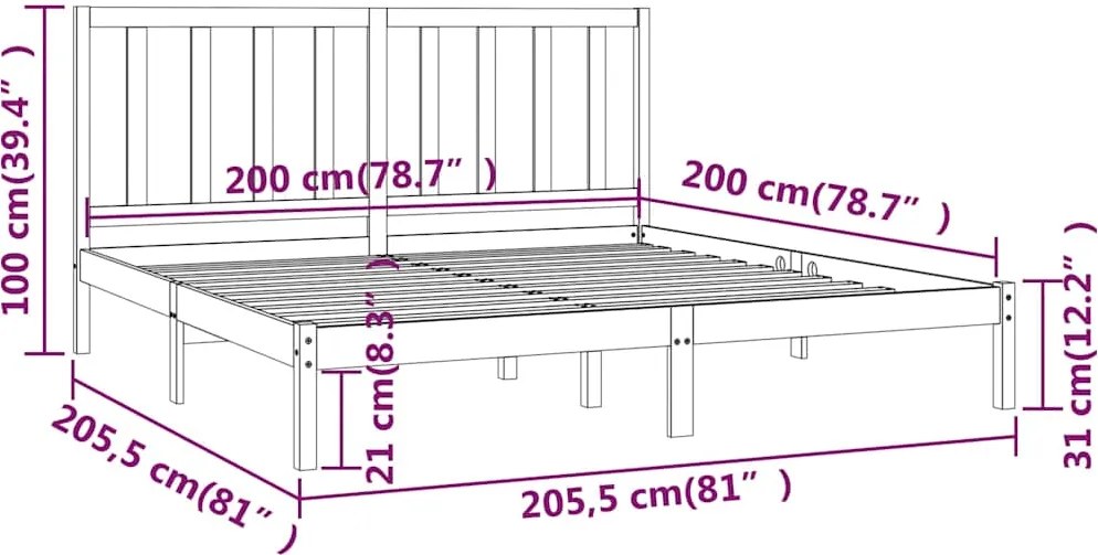 Rám postele medově hnědý masivní borovice 200 x 200 cm 3105183