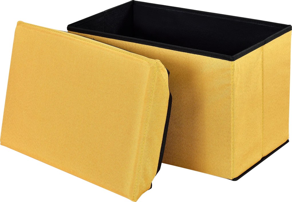 [en.casa]® Skládací taburet - textil - horčicově žlutý - 48 x 32 x 32 cm