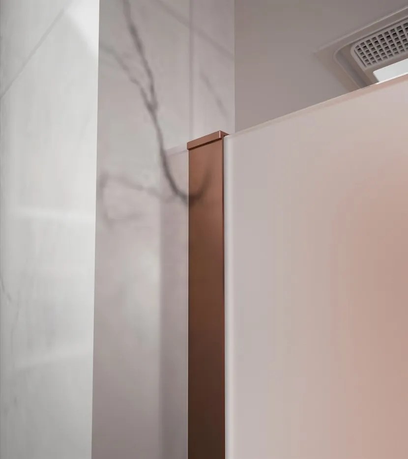 Erga Paris, sprchová zástěna Walk-In 150x200 cm, 8mm sklo námraza, měděný matný profil, ERG-V02-PARIS-150x200-FR-CO