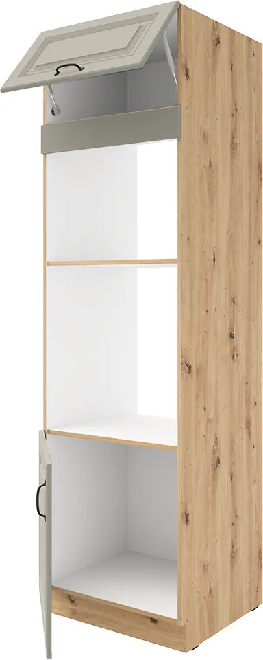 STILO ac | vysoká skříňka 60 DPM-210 2F na vestavnou troubu a mikrovlnku | 60 cm | UNI dvířka | artisan/světle šedá