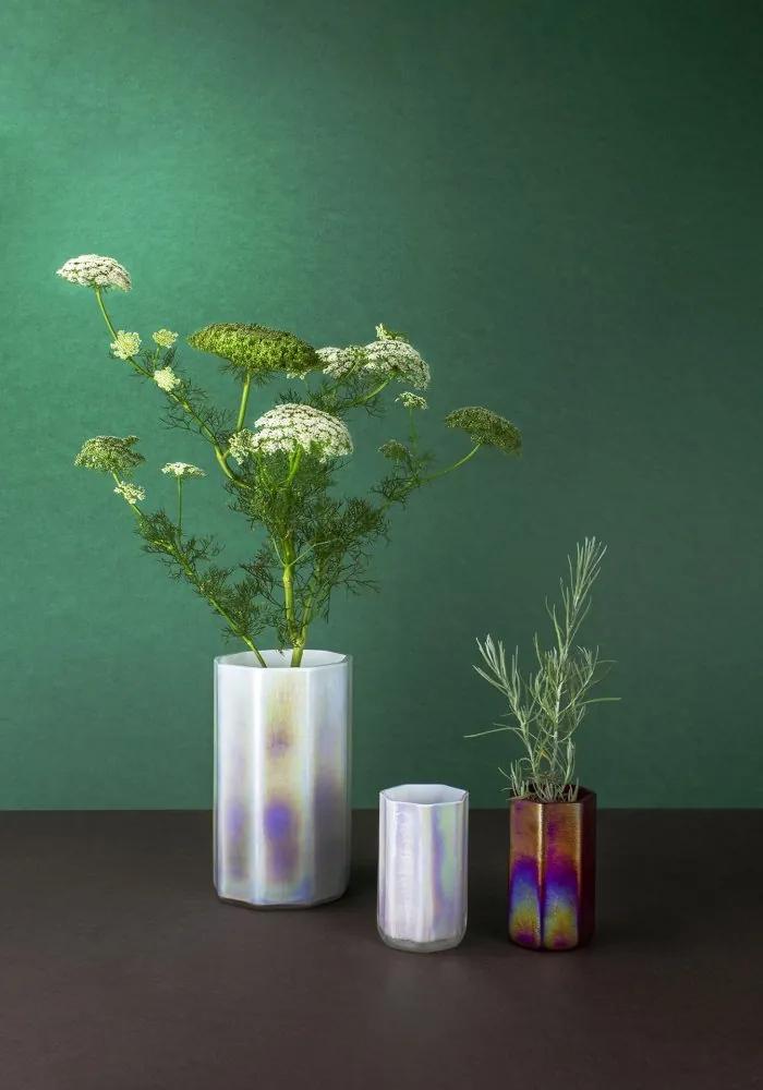 Váza Nueevo - LLEV, secesní technika Iris, sklo, bílá