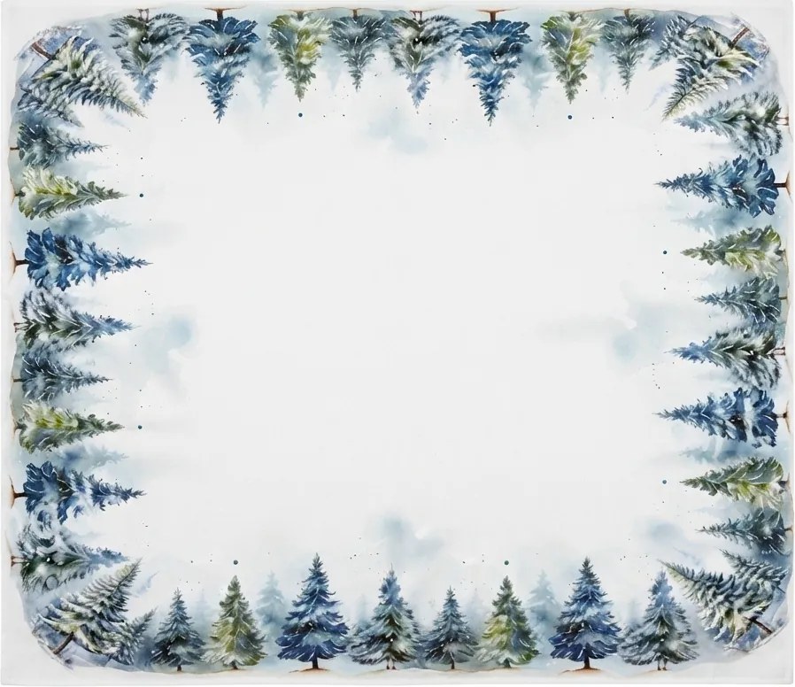 Vánoční ubrus SNOWY FOREST 85x85 cm, bílý