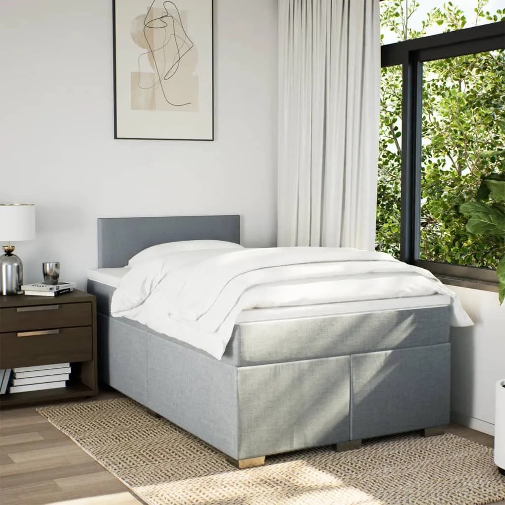 Box spring postel s matrací světle šedá 120 x 200 cm textil 3288148