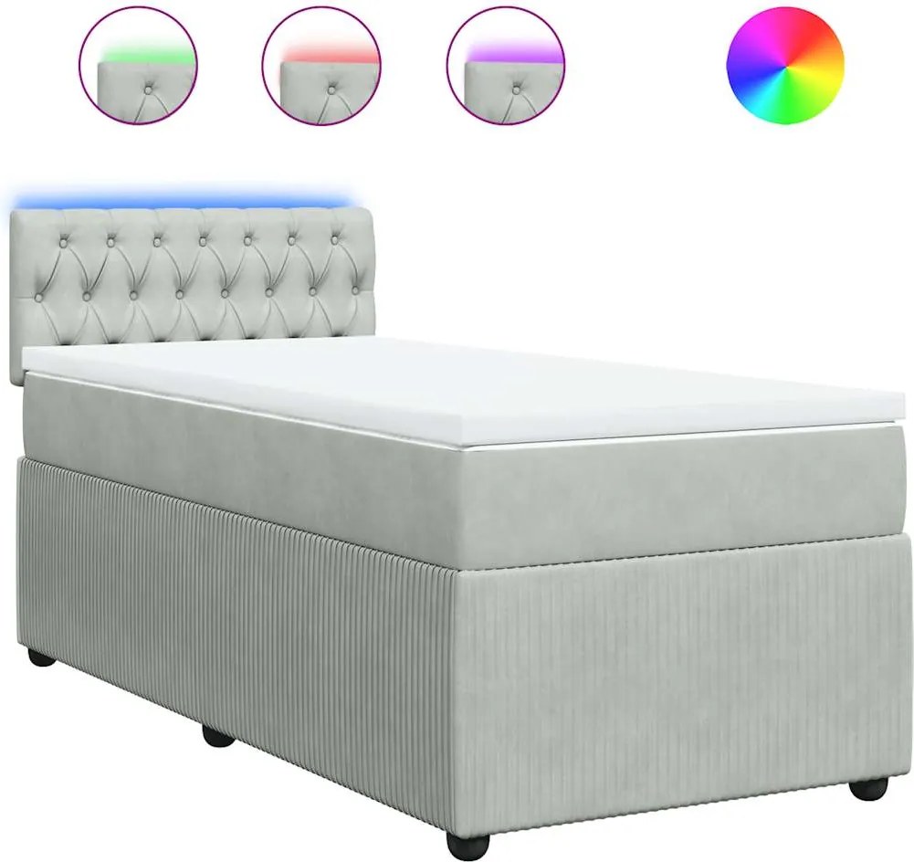 Box spring postel s matrací světle šedá 90x200 cm samet 3289944