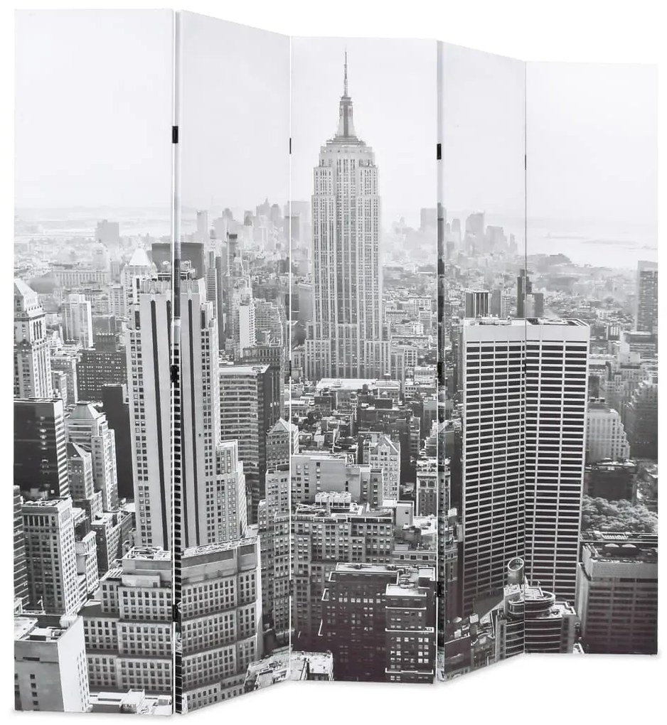 vidaXL Marketos Skládací paraván 200 x 170 cm New York by Day černobílý