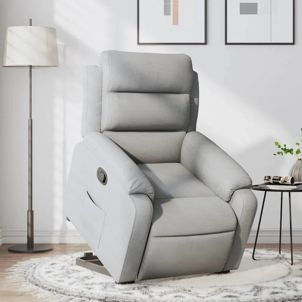Zvedací polohovací křeslo světle šedé textil 3204980