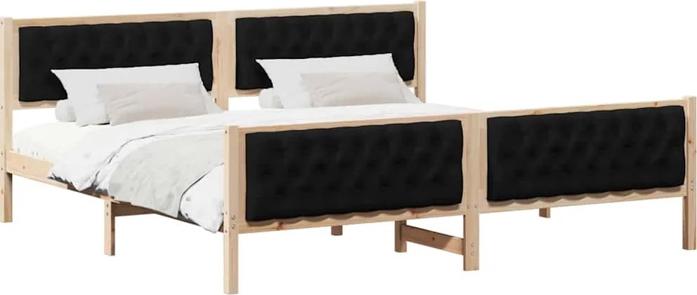 Rám postele s čelo Černá 200 x 200 cm Masivní borové dřevo 3394270