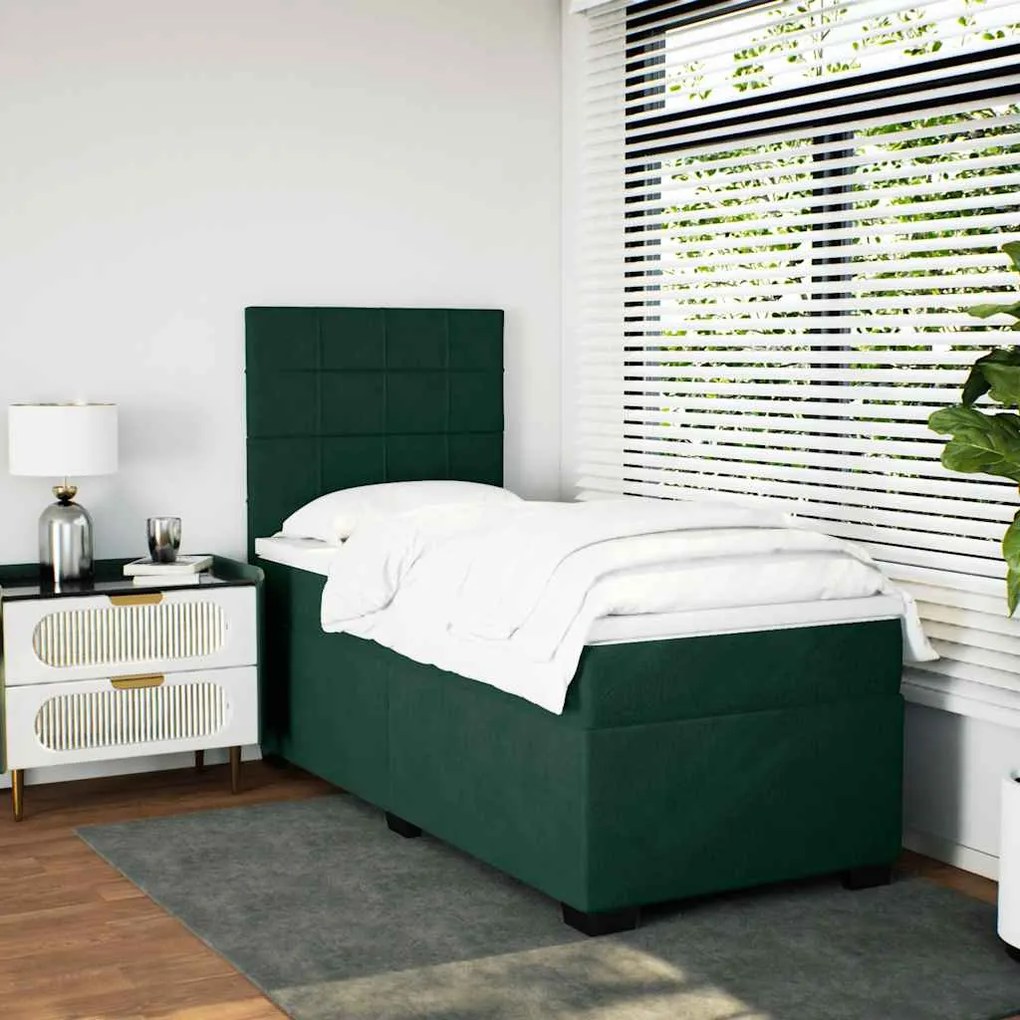 Box spring postel s matrací tmavě zelená 100x200 cm samet 3293137