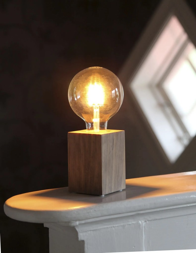 STAR TRADING Dřevěná lampa Lys Brown, přírodní barva, dřevo