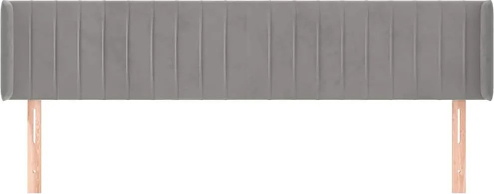 Čelo postele typu ušák světle šedé 163x16x78/88 cm samet 3119060