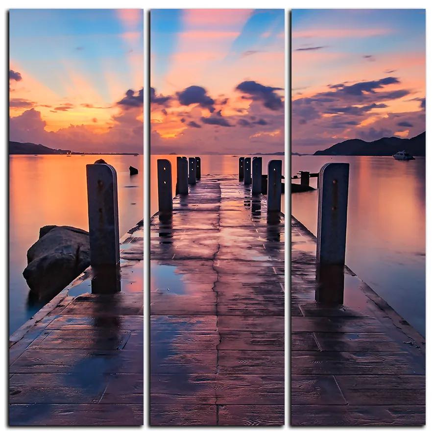 Obraz na plátně - Krásný západ slunce nad jezerem - čtverec 3164B (105x105 cm)