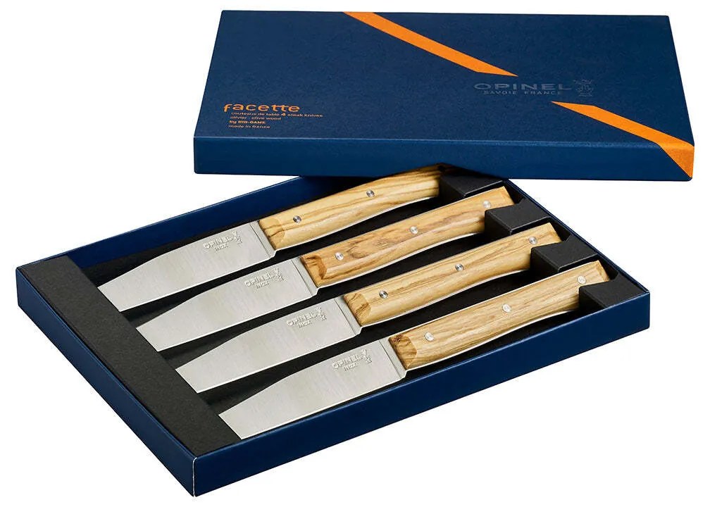 Opinel Facette sada příborových nožů, 4 ks, olivové dřevo, 002498
