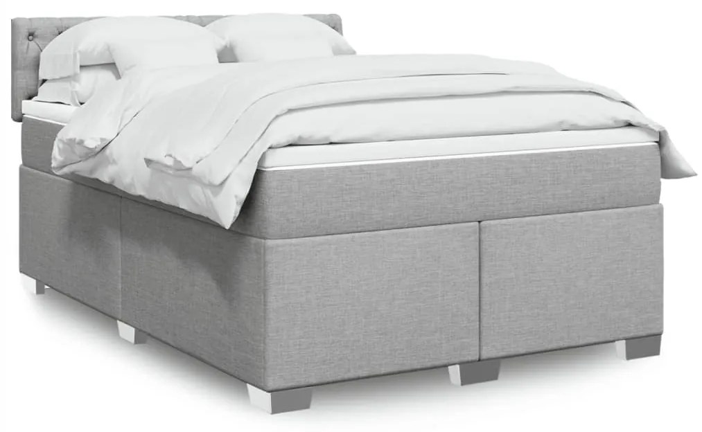 Box spring postel s matrací světle šedá 140 x 190 cm textil