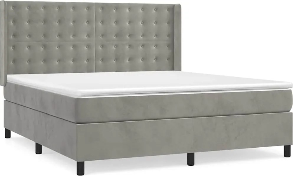 Box spring postel s matrací světle šedá 180x200 cm samet 3132933