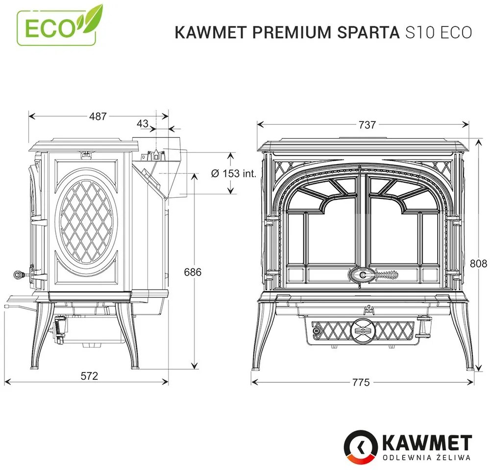 KAWMET Krbová kamna KAWMET Premium SPARTA S10 ECO