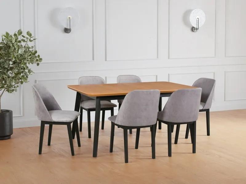 Jídelní sestava DX 36 odstín dřeva (židle + nohy stolu) buk, odstín lamina (deska stolu) bílá, potahový materiál látka s doplatkem