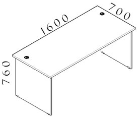 NABYTEK-DESIGNOVY.CZ - BKA16 07 - Kancelářský stůl Komfort, dřevěná podnož, 160x70x76 cm, kaštan/šedá