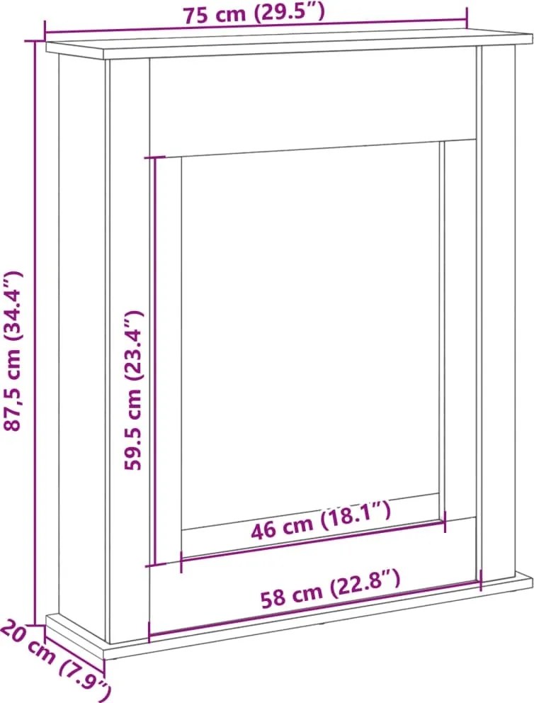 vidaXL Krbový rám 75x20x87,5 cm, konstrukční dřevo [854581] Barva: hnědý dub