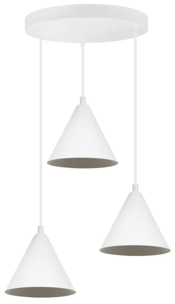 Závěsné svítidlo Soho, 3x bílé kovové stínítko, (fi 14cm),