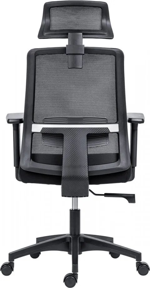 Kancelářská ergonomická židle DELFO — síť / látka, černá