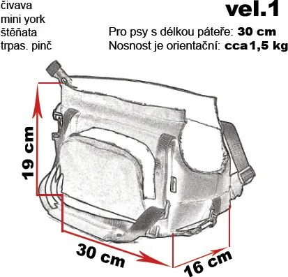 Cestovní taška pro psy  s chlupatinou, no. 9, růžová, vel. 1