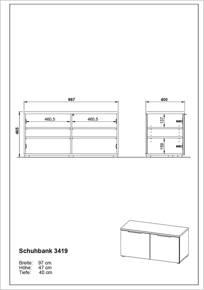 Šedý botník s lavicí Genova - Germania