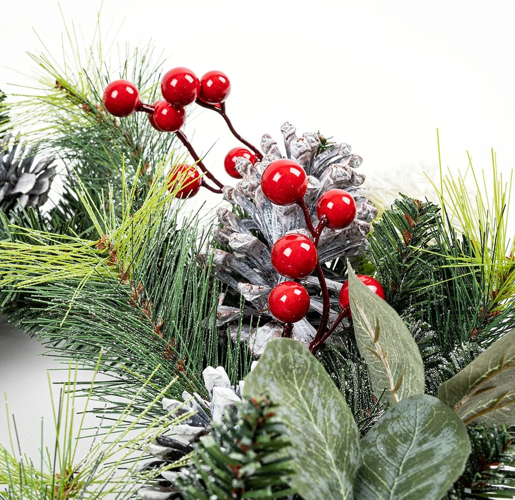 Vánoční věnec Berry and pinecone červená, 50 x 13 cm