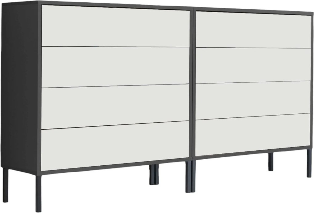 XXXLutz ŠIROKÁ KOMODA, antracitová, bílá, 158/86/33 cm MID.YOU - Komody na nožičkách - 001067001605