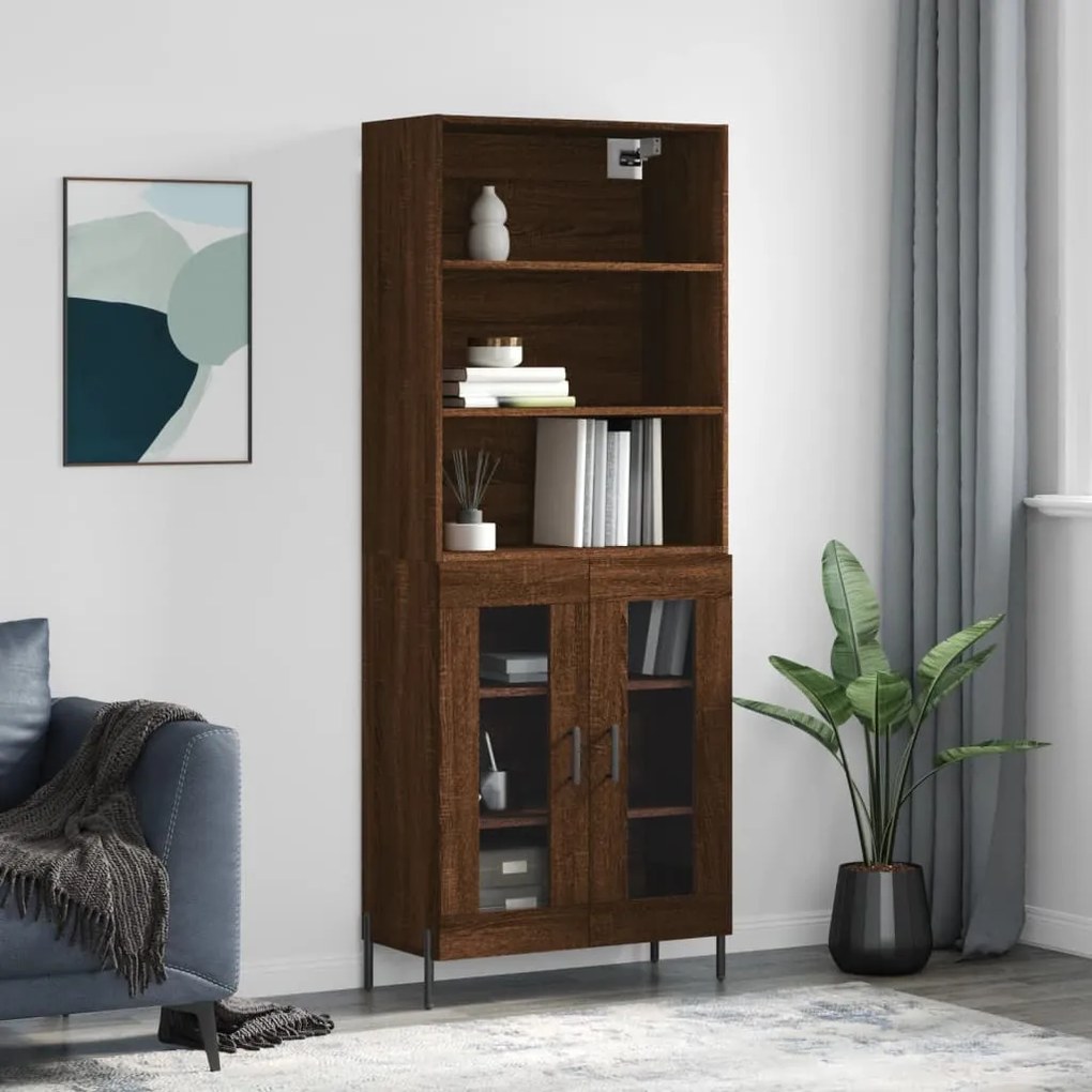 vidaXL Skříň highboard 69,5 x 34 x 180 cm kompozitní dřevo [3189328] Barva: šedá sonoma