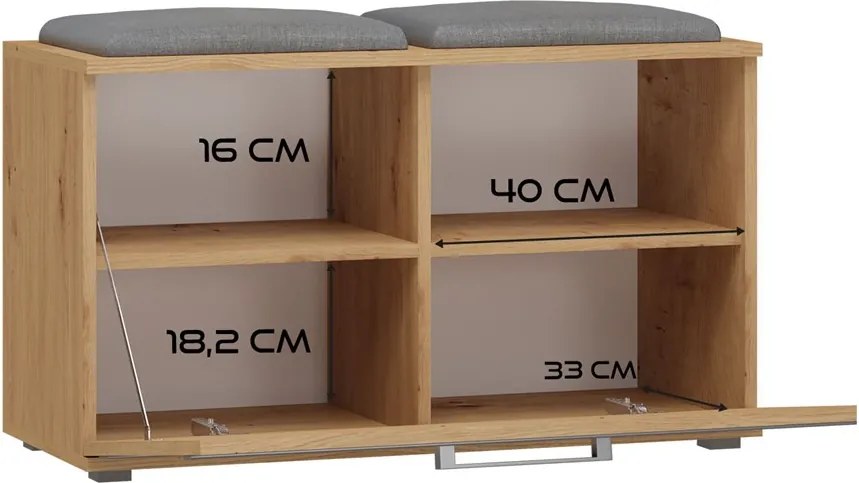 FALCO Botník se sedákem Granát dub artisan