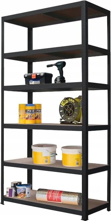 Fistar Regál 240x90x60 cm lakovaný 6-policový, nosnost 1050 kg - ČERNÝ