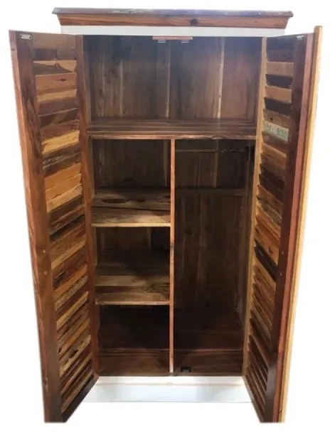 furniture-nabytek.cz - Masivní šatní skříň Perano z recyklovaného dřeva, lakovaná, bílá / barevná – 90×60×180 cm