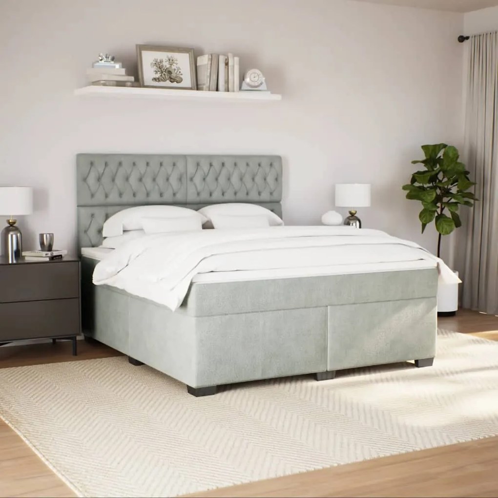 Box spring postel s matrací světle šedá 180x200 cm samet 3290984