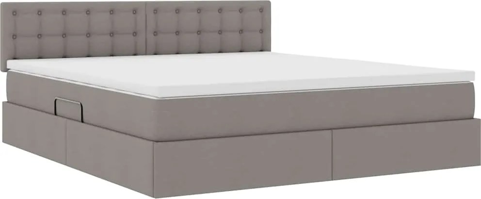Postel s úložným prostorem a matrací Taupe 160 x 200 cm Samet 3370647