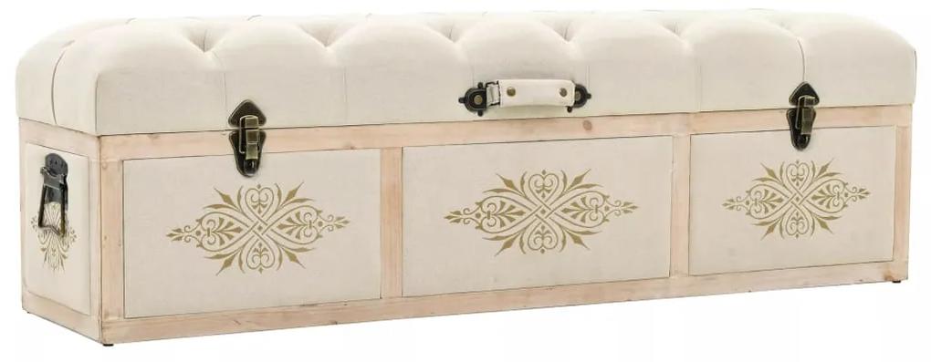 Úložná lavice z masivního dřeva a tkaniny | 120x32x38 cm
