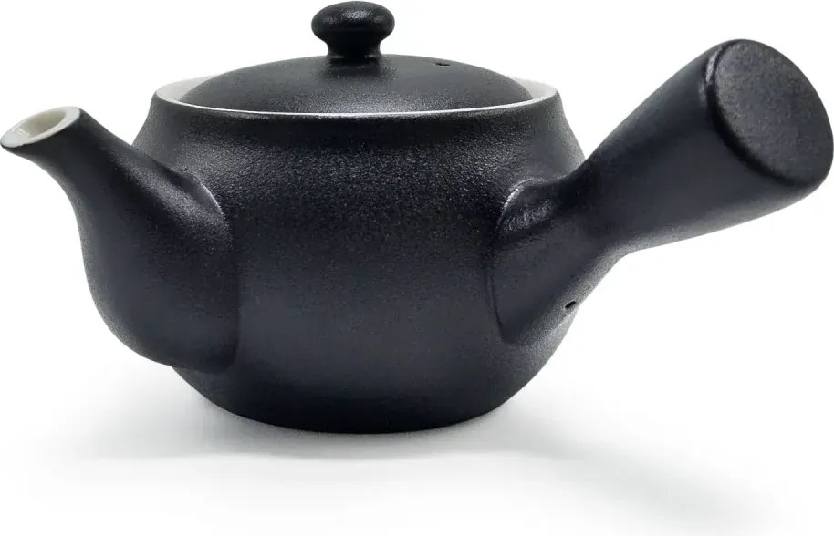 Porcelánová čajová souprava Kuro pro 2, 400 ml – japonský kjúsu s bočním úchopem