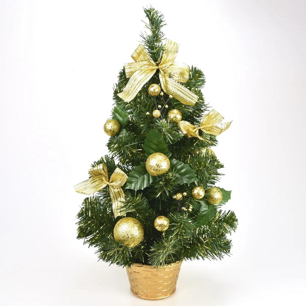 Vánoční stromek zdobený, 50 cm, zlatá