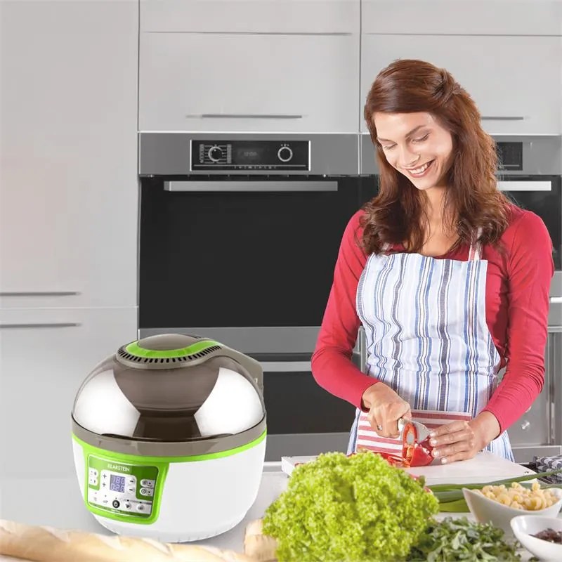 Klarstein VitAir Turbo, horkovzdušná fritéza, 1400 W, 10 l, grilování, pečení, zeleno-bílá